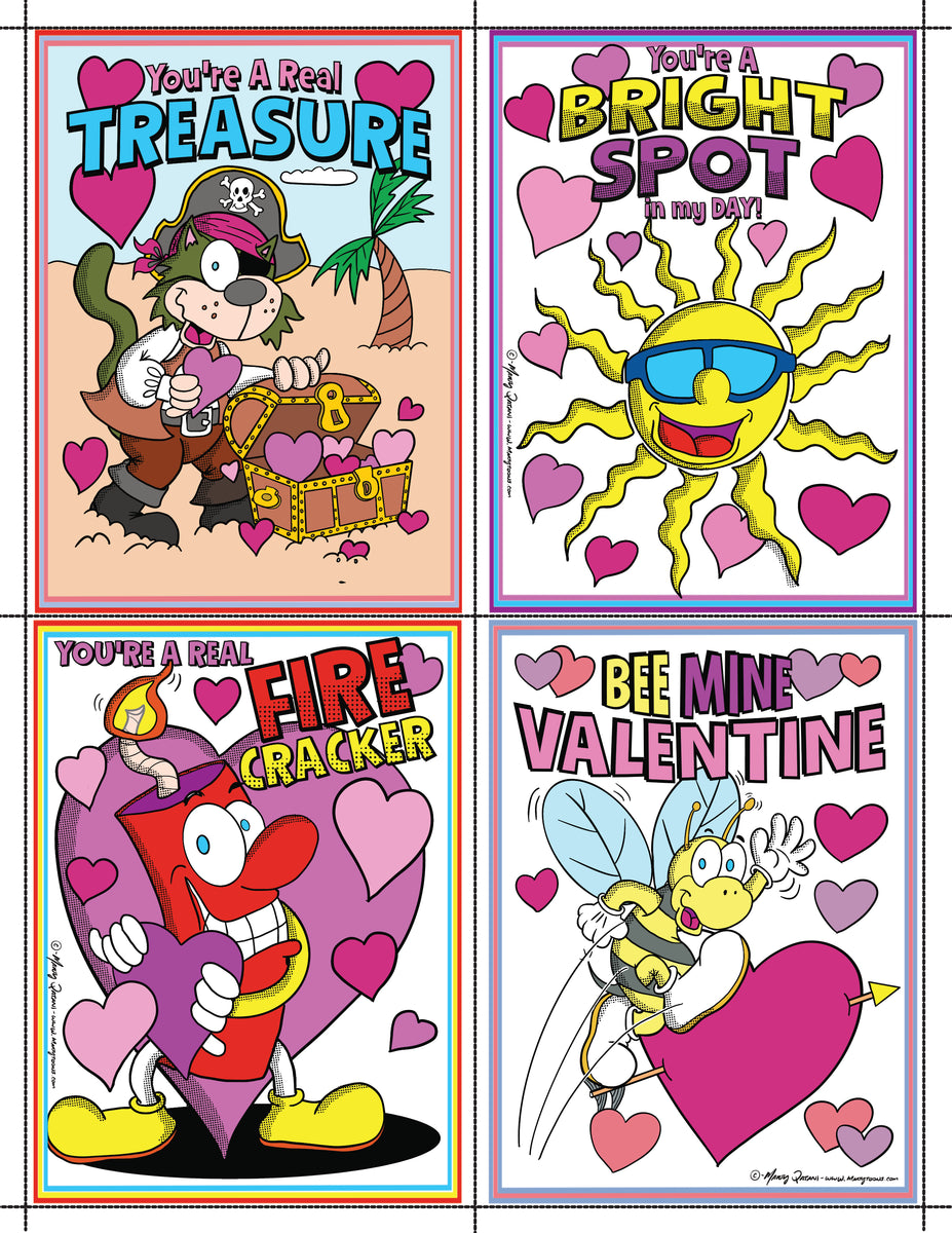 Printable Valentine Card Bundle Set of 12 – MartyToons