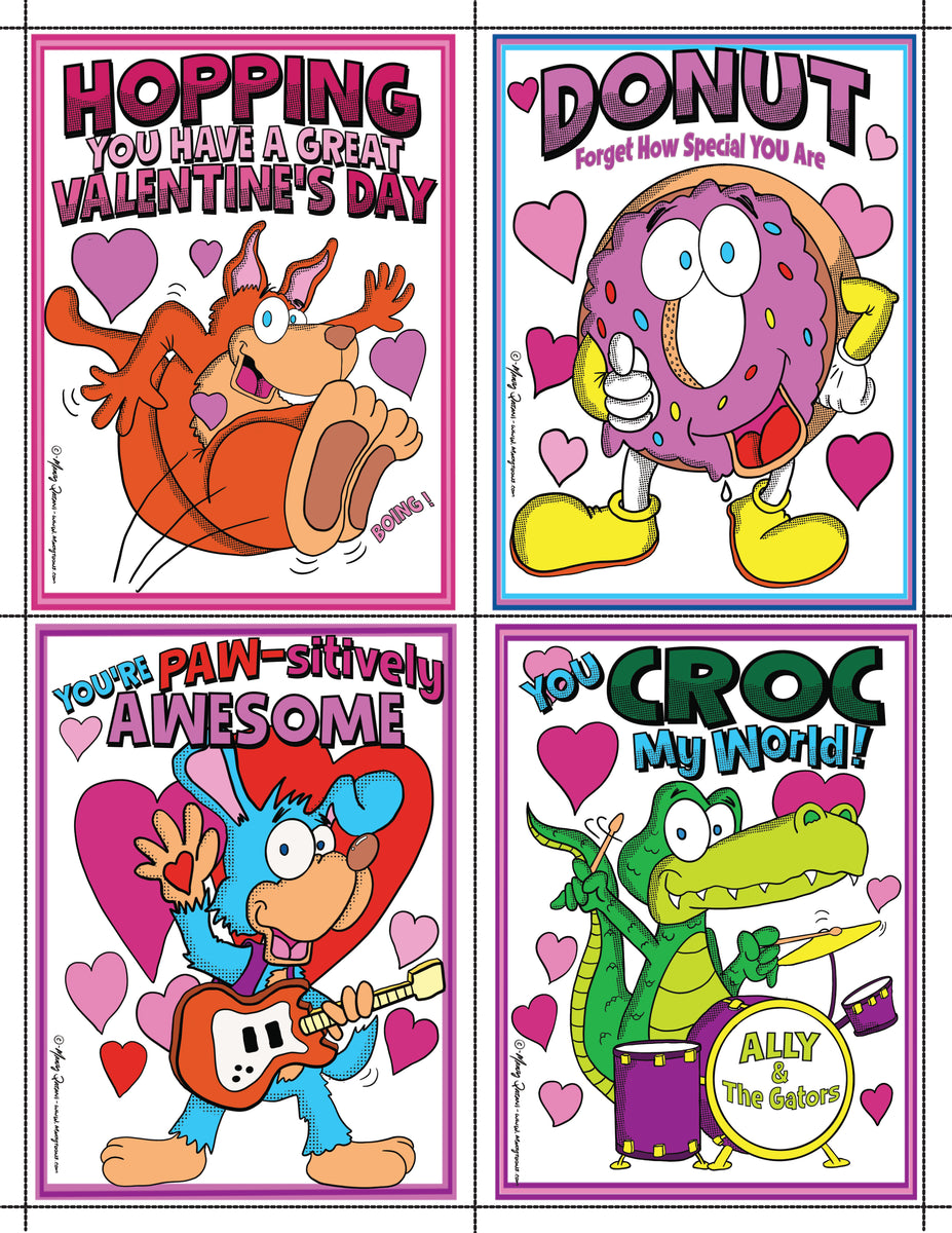 Printable Valentine Card Bundle Set of 12 – MartyToons